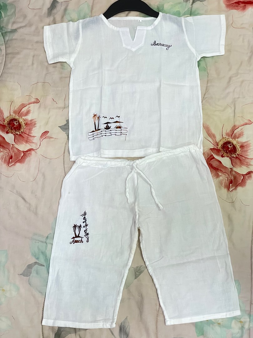 White beach terno set, Babies & Kids, Babies & Kids Fashion on Carousell