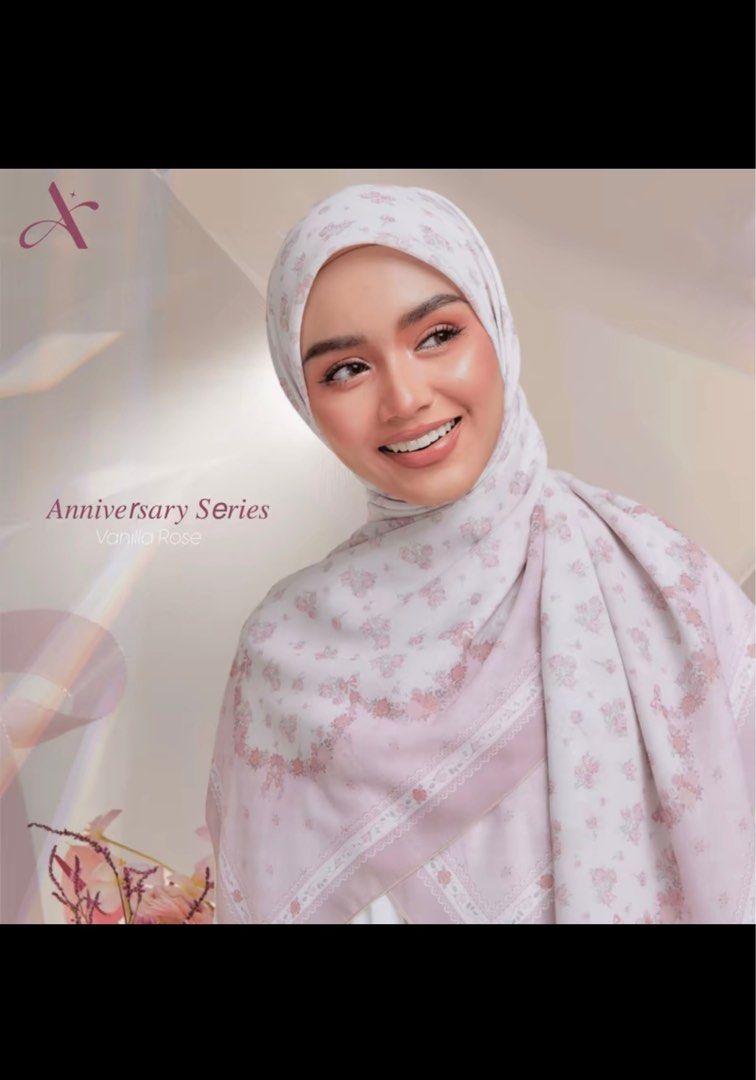 New! Alyss square/bawal in vanilla rose (dusty pink) bidang 50 ...