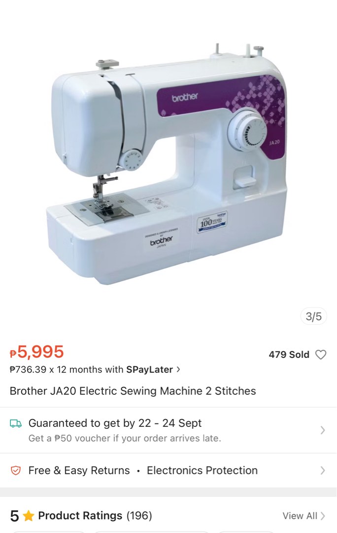 BROTHER JA20 Sewing Machine, TV & Home Appliances, Other Home ...