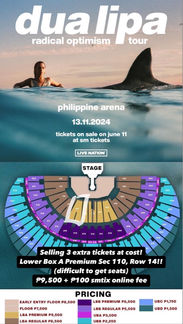 Dua Lipa Concert Tickets, Tickets & Vouchers, Event Tickets on Carousell