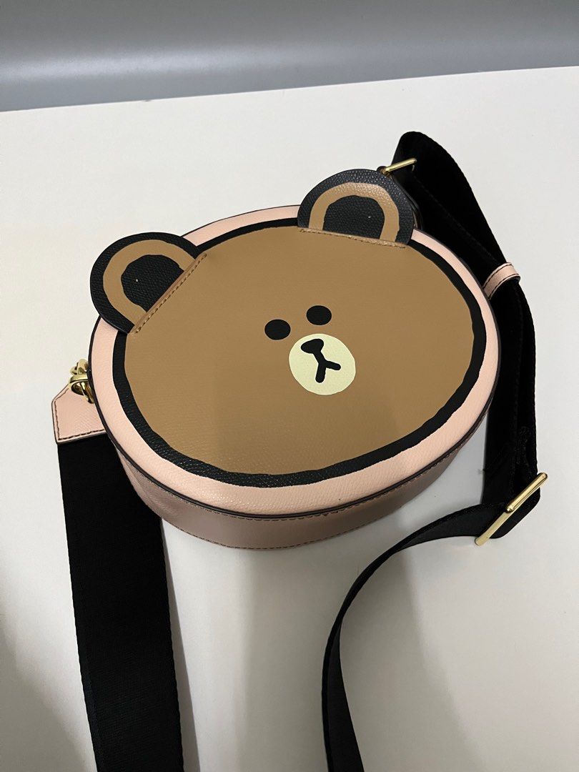 Furla x Line Friends Collection Leather Crossbody Round Bag Cute Bear ...