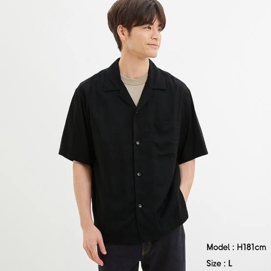 GU MEN rayon open collar shirt, Men's Fashion, Tops & Sets, Tshirts & Polo Shirts on Carousell