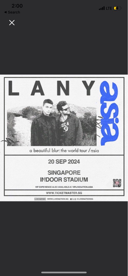LANY concert 20 Sep 2024, Tickets & Vouchers, Event Tickets on Carousell