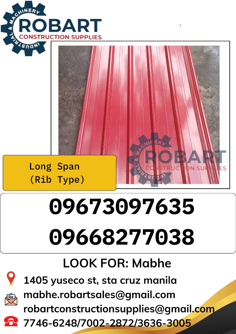 Long Span (Rib Type) Color Roof, Commercial & Industrial, Construction ...