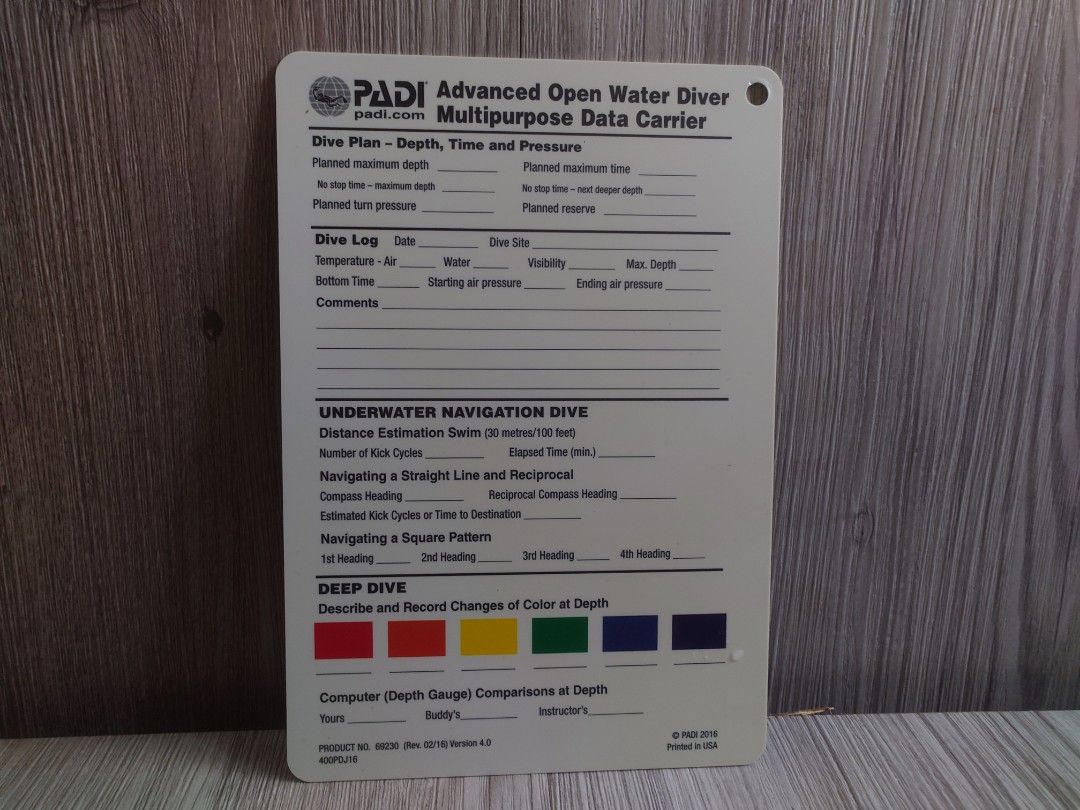 PADI Advance Open Water Diver Manual- English with RDP Table, 運動產品, 運動與 ...