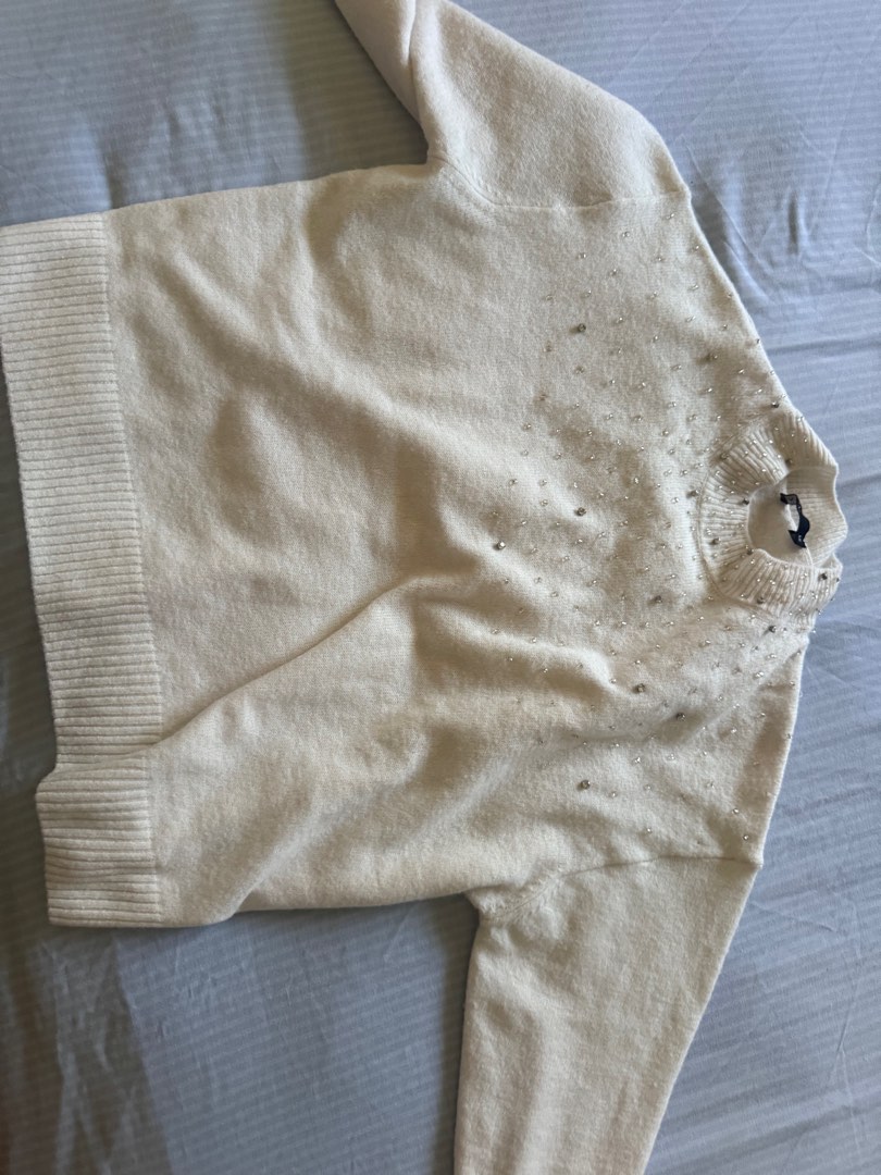 Padini sequinned sweater in off white sequins, Women's Fashion, Coats ...