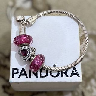 PANDORA Bracelet with Charms Set (100% Genuine), Women's Fashion ...