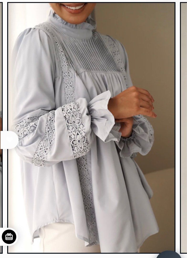 SONYA IN ASH BLUE, Women's Fashion, Tops, Blouses on Carousell