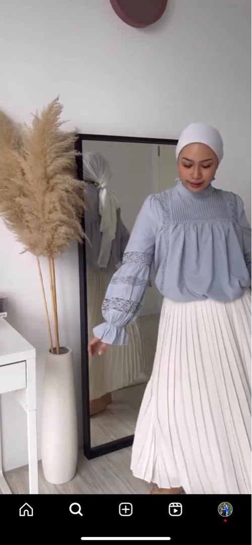 SONYA IN ASH BLUE, Women's Fashion, Tops, Blouses on Carousell