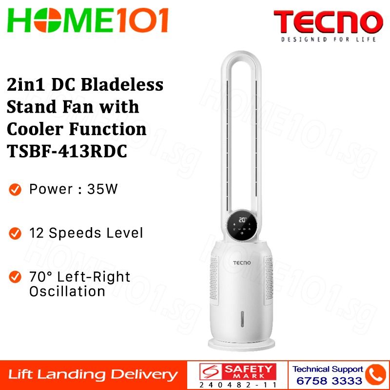 Tecno 2in1 DC Bladeless Stand Fan with Cooler Function TSBF-413RDC ...