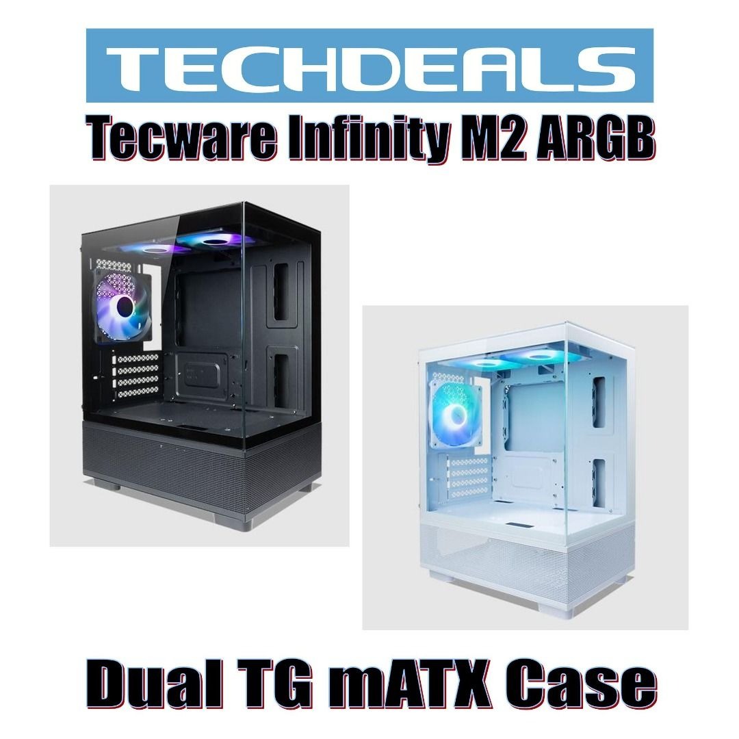 Tecware Infinity M2 ARGB Dual TG mATX Case - Black | White, Computers & Tech, Parts ...
