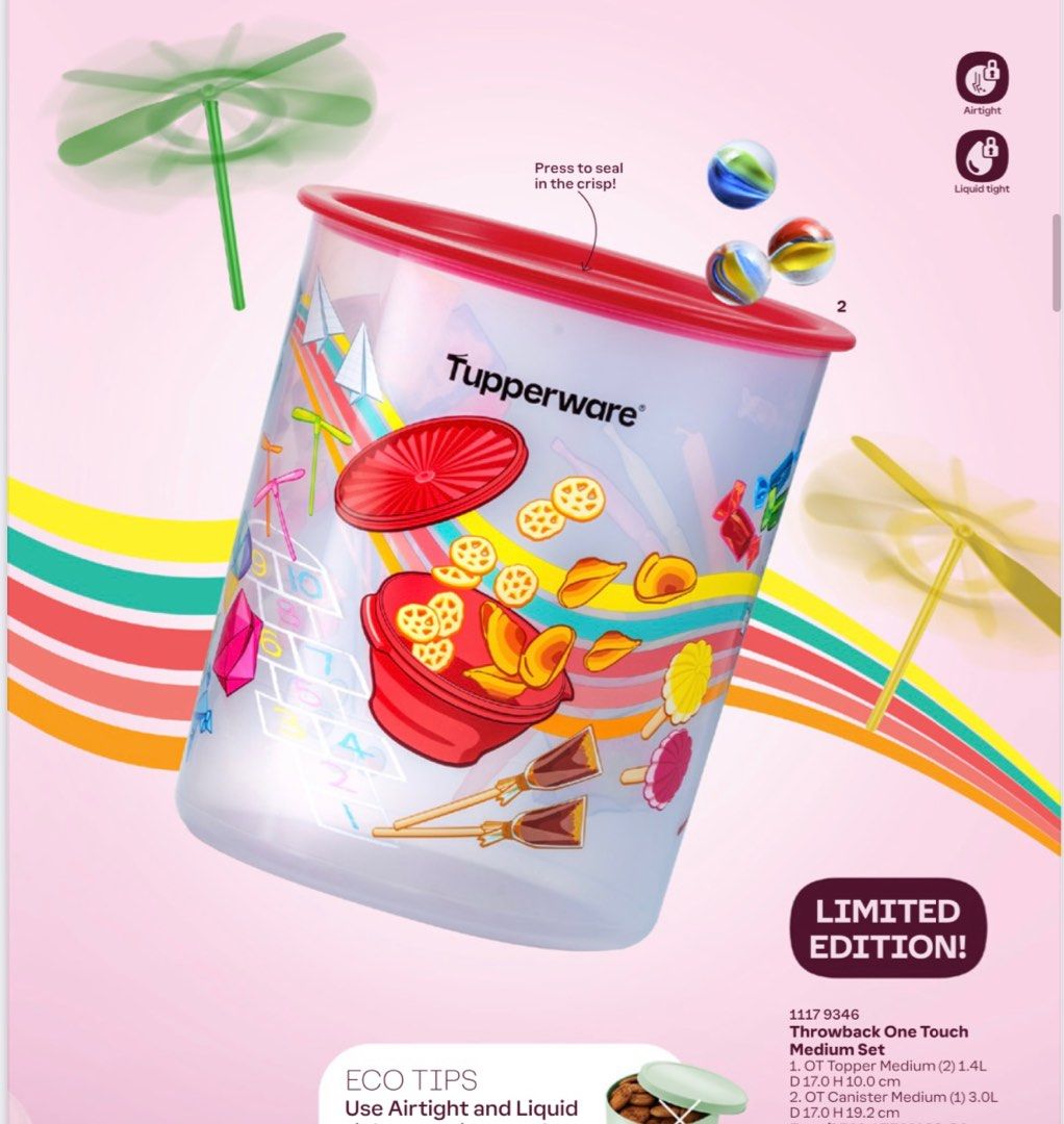 Tupperware One Touch Throwback, Furniture & Home Living, Kitchenware ...