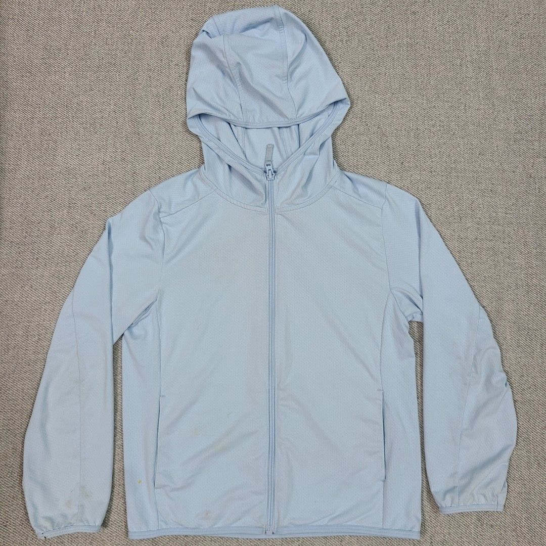 Uniqlo [7-8Y] Kids Girl Boy Pastel Light Baby Blue Airism Hood Zip Down ...