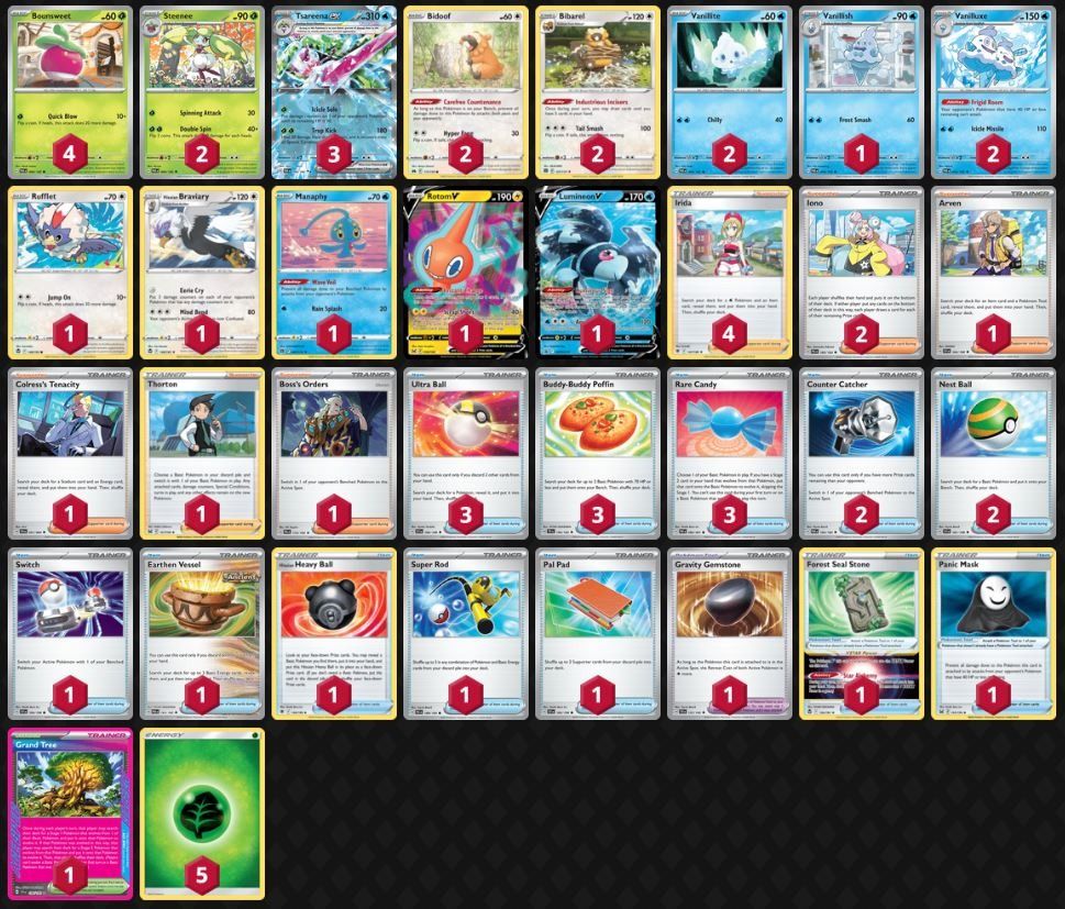 [Updated for Stellar Crown] Pokemon TCG Tsareena ex Bibarel Deck with Hisuian Braviary ...