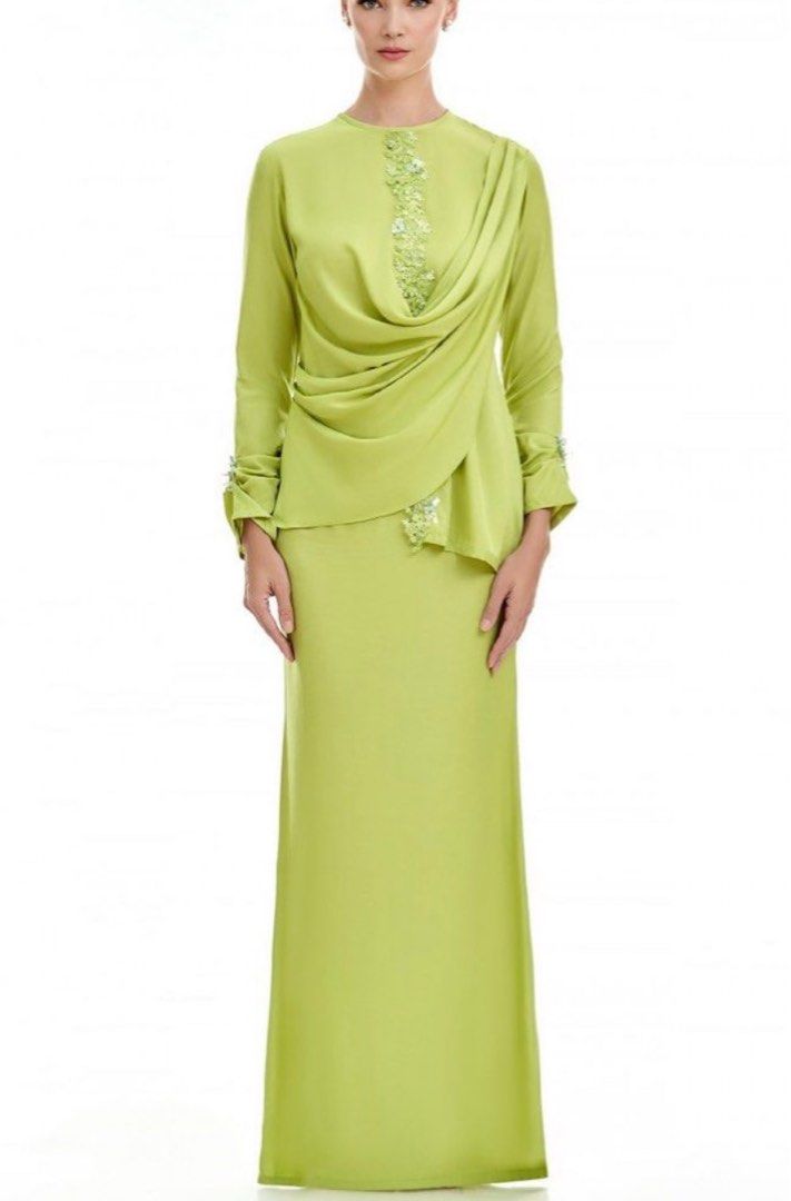 Wanzar Salome (Lime Green), Women's Fashion, Muslimah Fashion, Baju ...