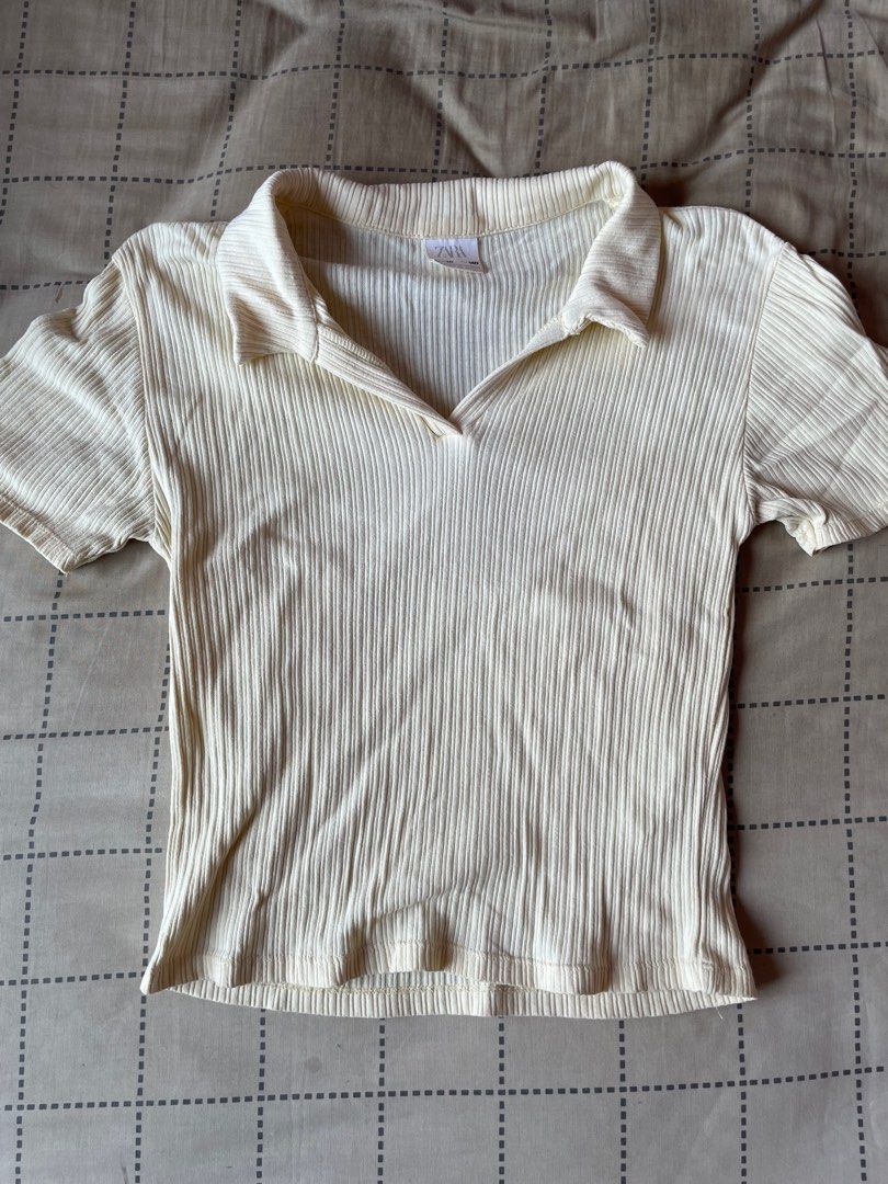 ZARA YELLOW TOP, Fesyen Wanita, Pakaian Wanita, Atasan di Carousell