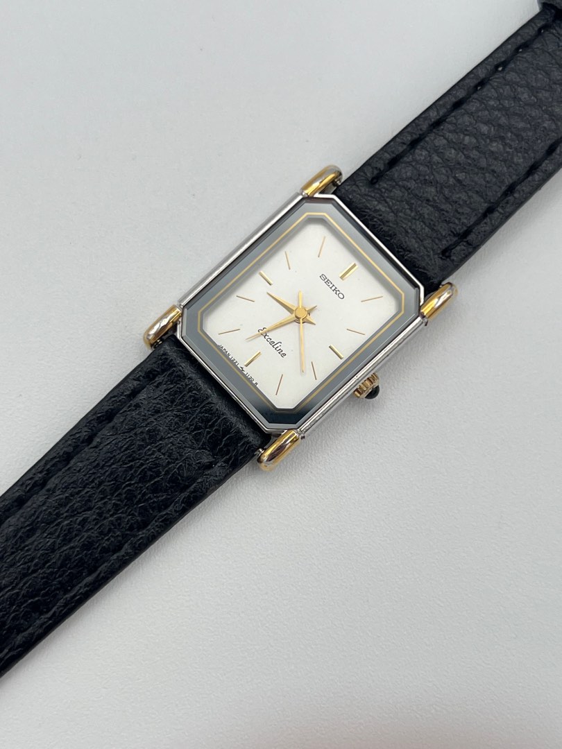 1980s Seiko Exceline Tank Two-Tone Silver Dial, Luxury, Watches on ...