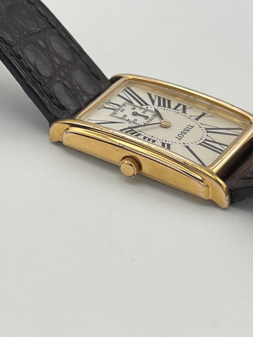 1990s Tissot Tank Watch Roman Dial Sub Second, Luxury, Watches on Carousell