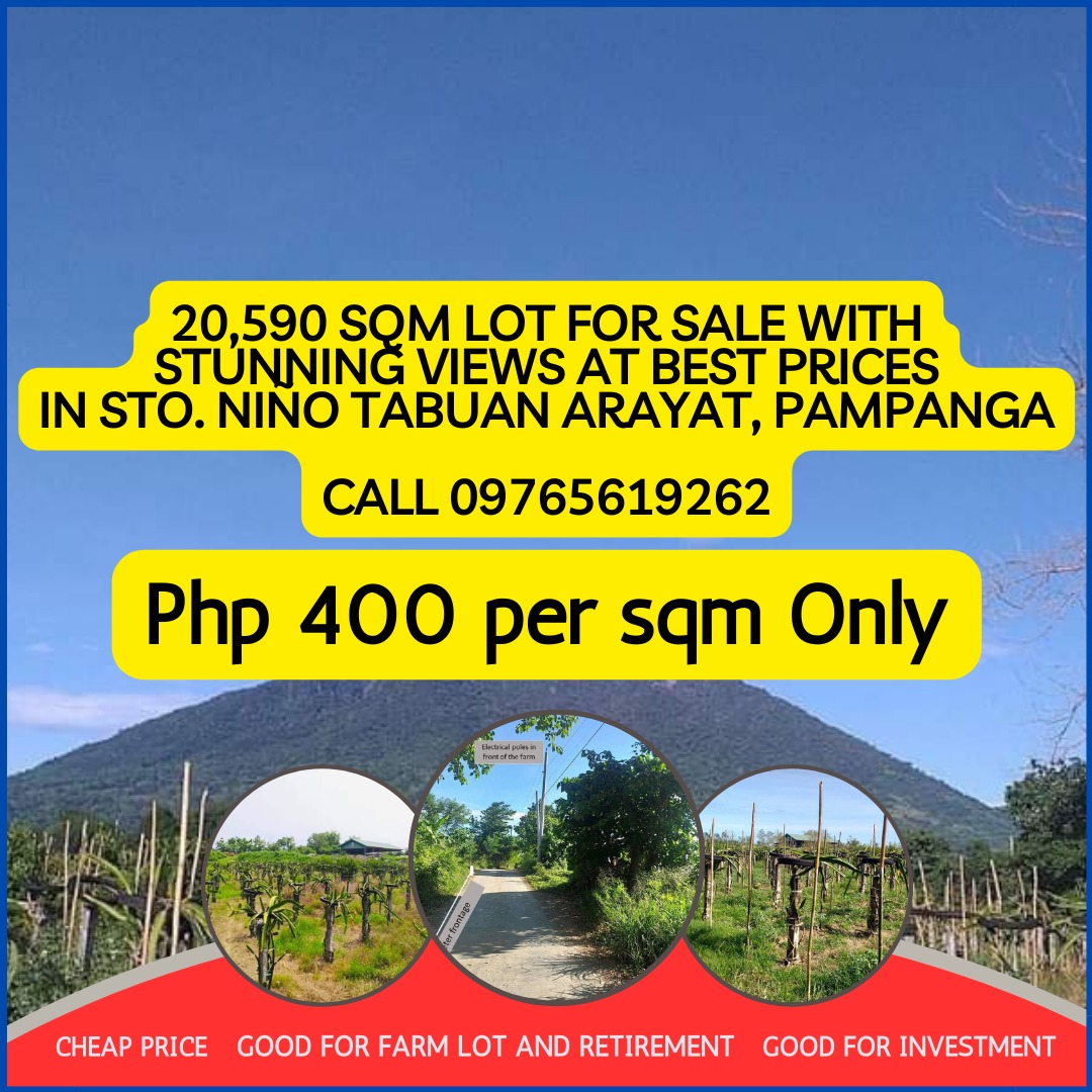 Best deal Arayat Pampanga 400 peso per sqm Farm lot for sale, Property ...