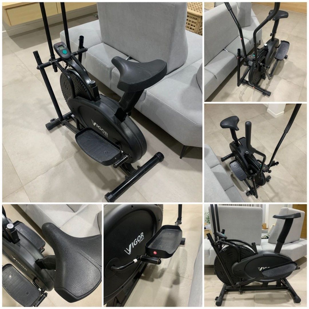 2-in-1 Elliptical Bike Machine Fitness Bicycle Cycling Stepping Trainer ...