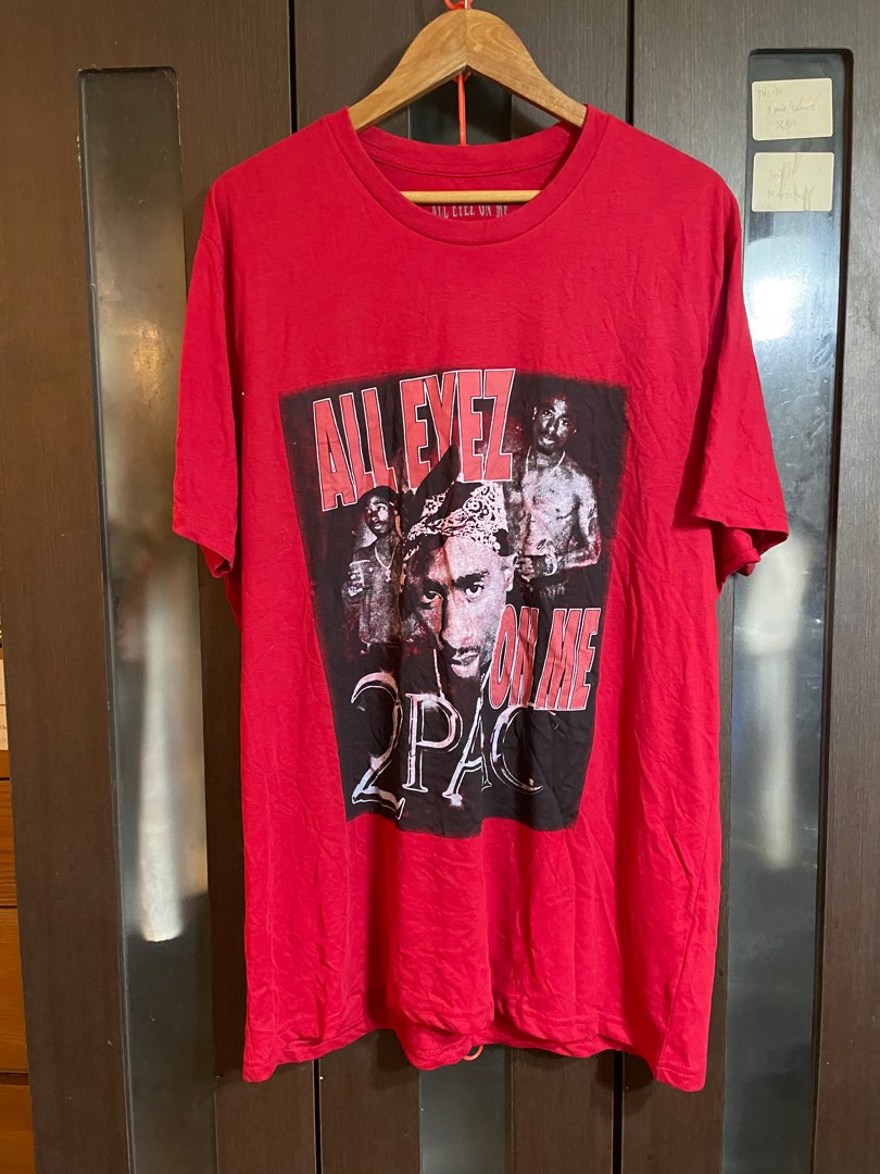 2PAC ALL EYES ON ME RED, Men's Fashion, Tops & Sets, Tshirts & Polo Shirts on Carousell