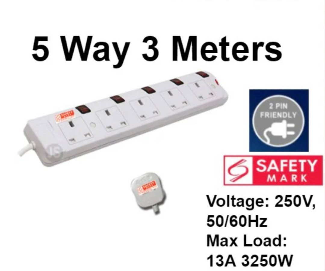 Brand new 5 gang 3m PREMIUM Extension cord electric socket (5 way 3 ...