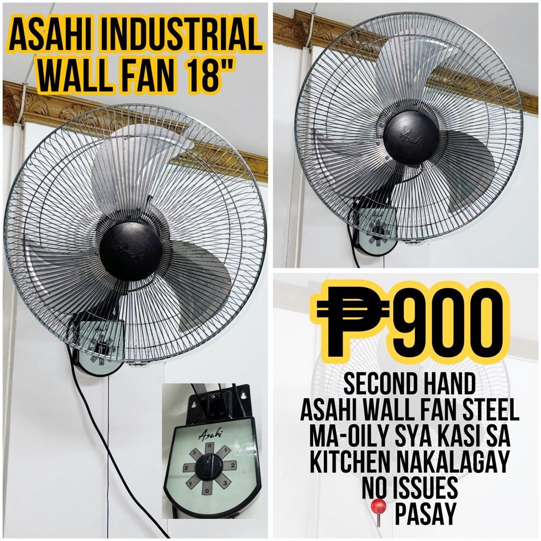 ASAHI INDUSTRIAL WALL FAN 18", Furniture & Home Living, Furniture ...