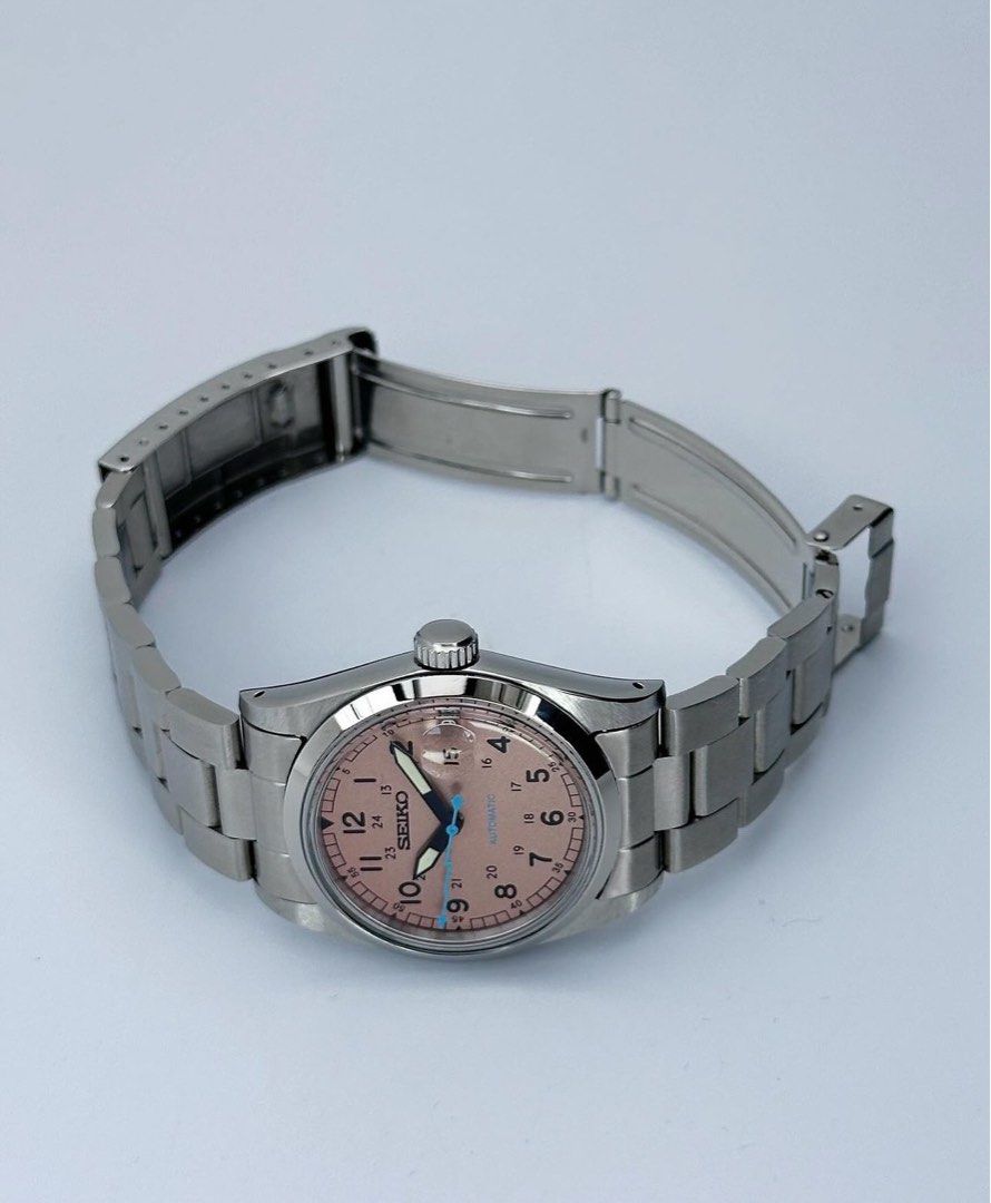 Custom Seiko Mod 36mm Salmon Field Explorer Acrylic Glass Automatic ...