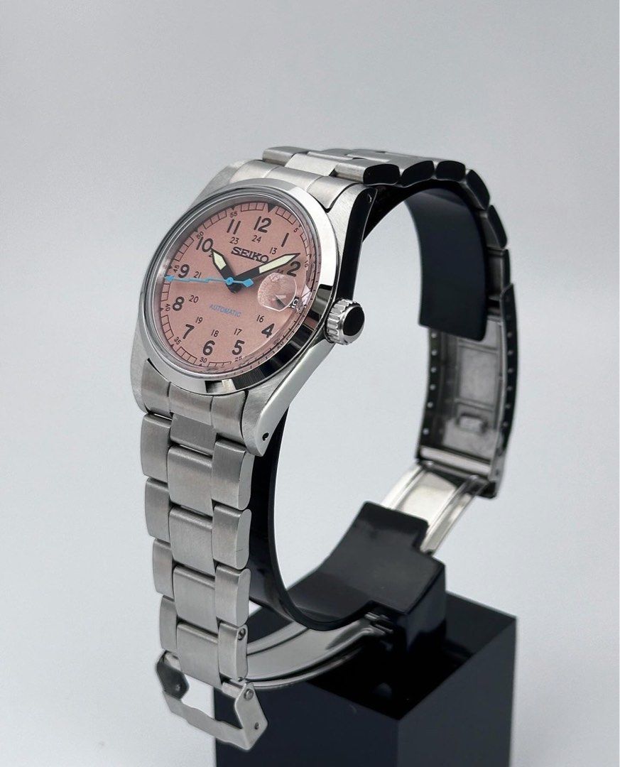 Custom Seiko Mod 36mm Salmon Field Explorer Acrylic Glass Automatic ...