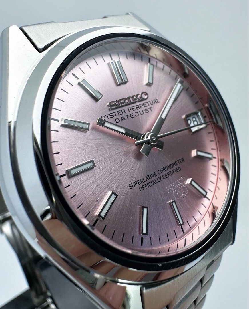 Custom Seiko Mod 37mm Ash Pink SNX Datejust Automatic Watch, Men's ...