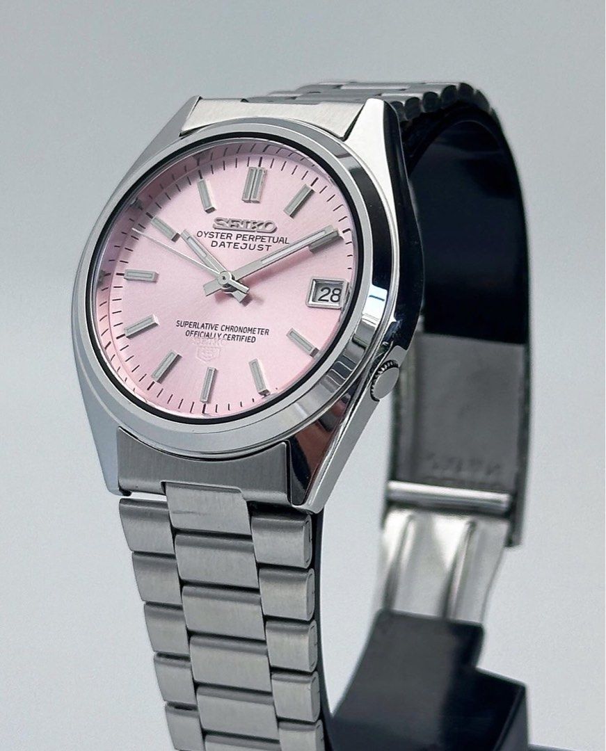 Custom Seiko Mod 37mm Ash Pink SNX Datejust Automatic Watch, Men's ...
