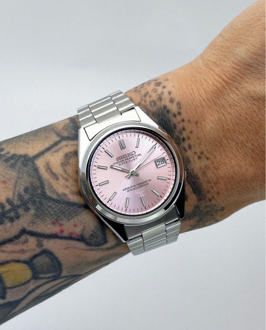 Custom Seiko Mod 37mm Ash Pink SNX Datejust Automatic Watch, Men's ...