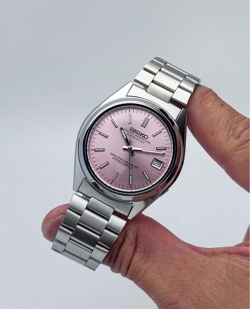 Custom Seiko Mod 37mm Ash Pink SNX Datejust Automatic Watch, Men's ...