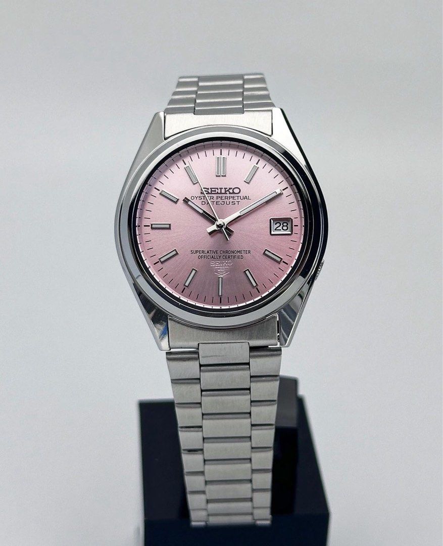 Custom Seiko Mod 37mm Ash Pink SNX Datejust Automatic Watch, Men's ...