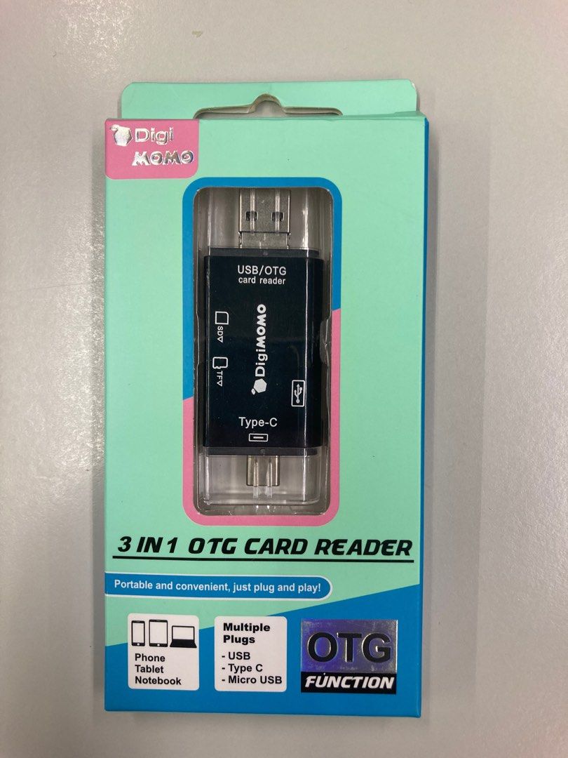 Digi MoMo OTG Reader 手機Tpye C 手指 讀卡器, 電腦＆科技, 電腦周邊及配件, 其他 - Carousell