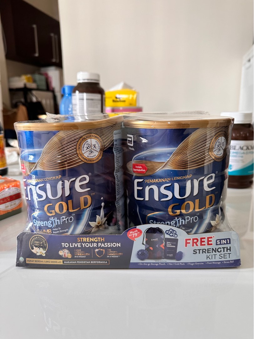 ENSURE Gold Vanilla 800gx2 FOC Strength Kit, Health & Nutrition, Health Supplements, Vitamins ...
