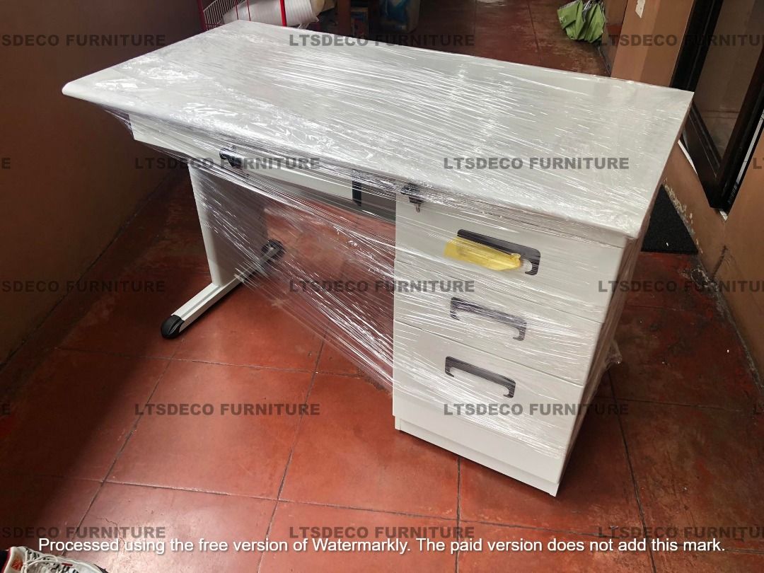 Freestanding Table with Built-in Filing Cabinet and Pull-out Drawer ...