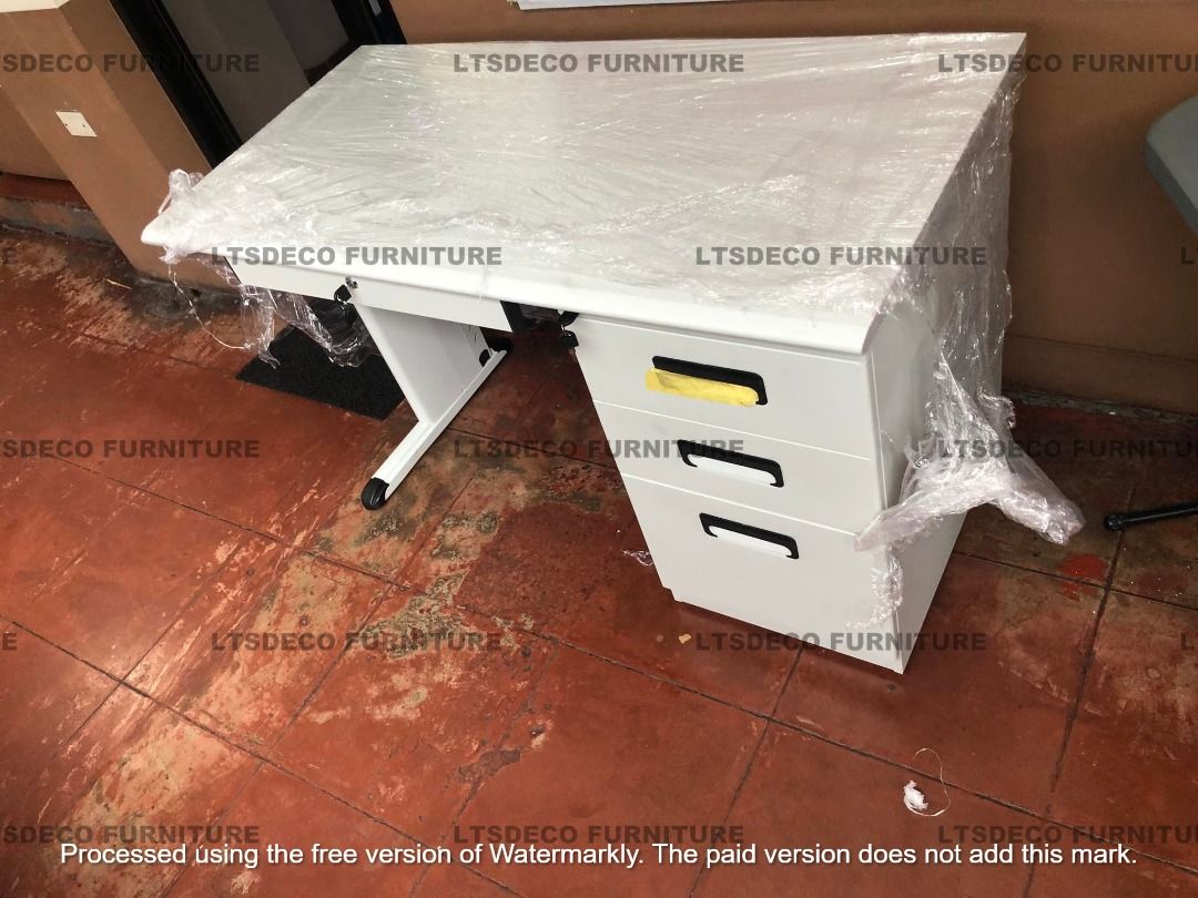 Freestanding Table with Built-in Filing Cabinet and Pull-out Drawer ...