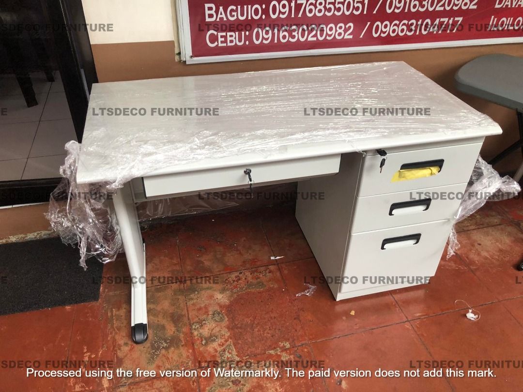 Freestanding Table with Built-in Filing Cabinet and Pull-out Drawer ...