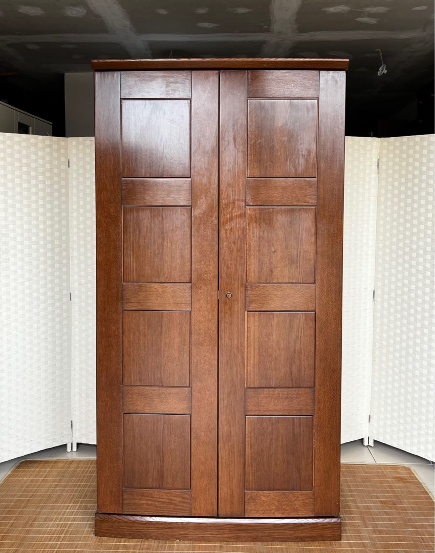 JAPAN SURPLUS SOLID WOOD MID CENTURY STYLE 2 DOOR WARDROBE WITH 4 ...