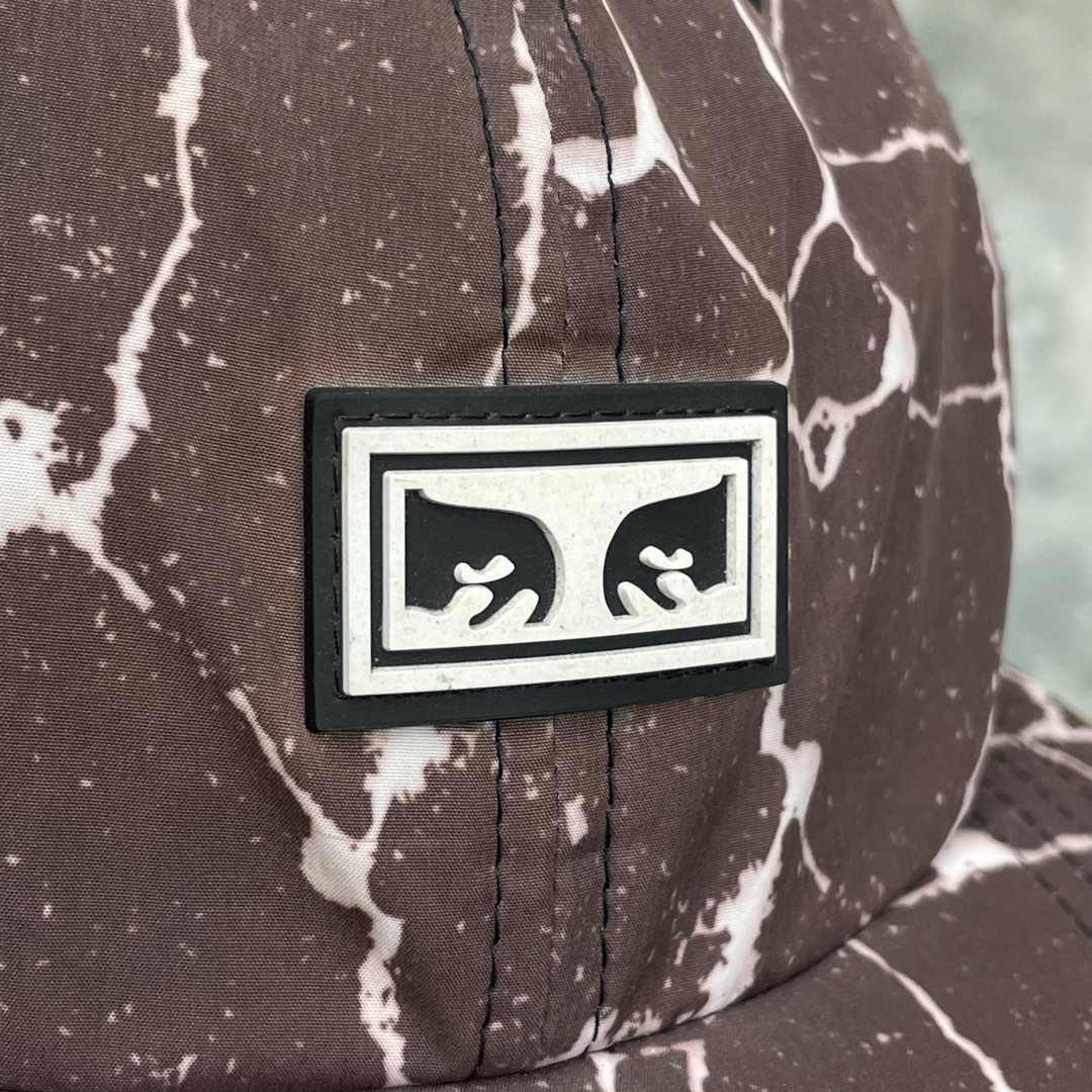 Obey Cracked 6 Panel Nylon Strapback Cap Black not 5 panel snapback ...