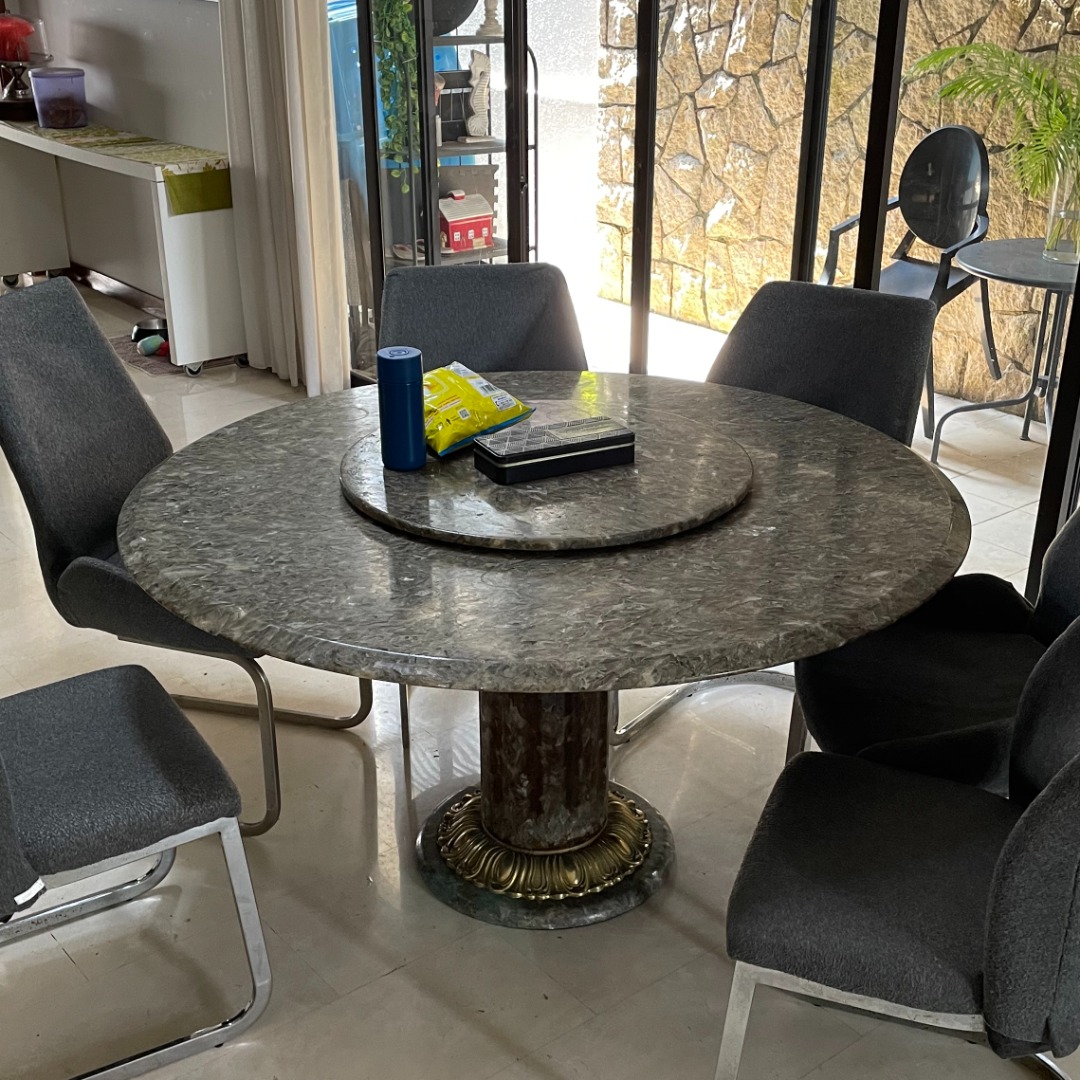 Onyx Dining Table with Lazy Susan, Furniture & Home Living, Furniture ...