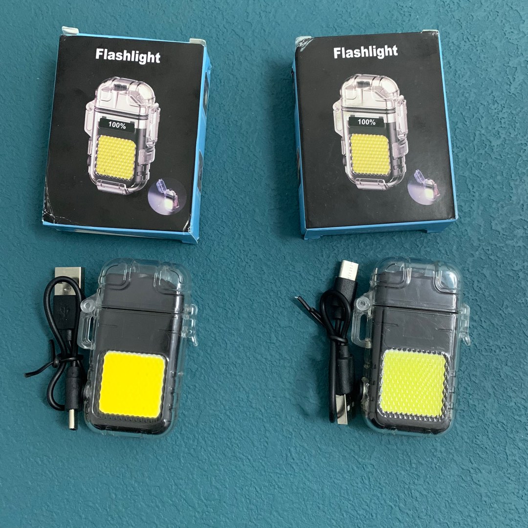 Rechargeable Flashlight with electric Lighter Portable Torchlight Lampu ...