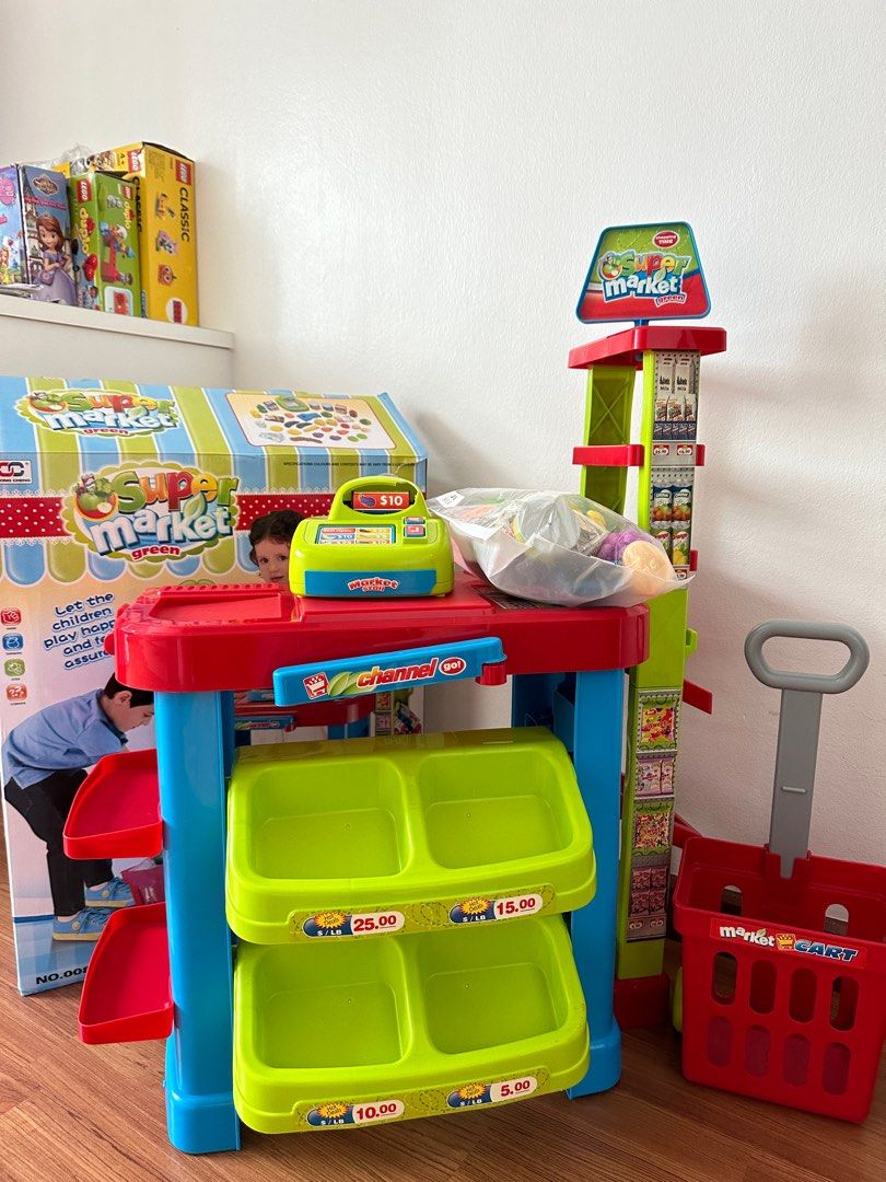 Super market kids play set with trolley and scanner, Hobbies & Toys ...