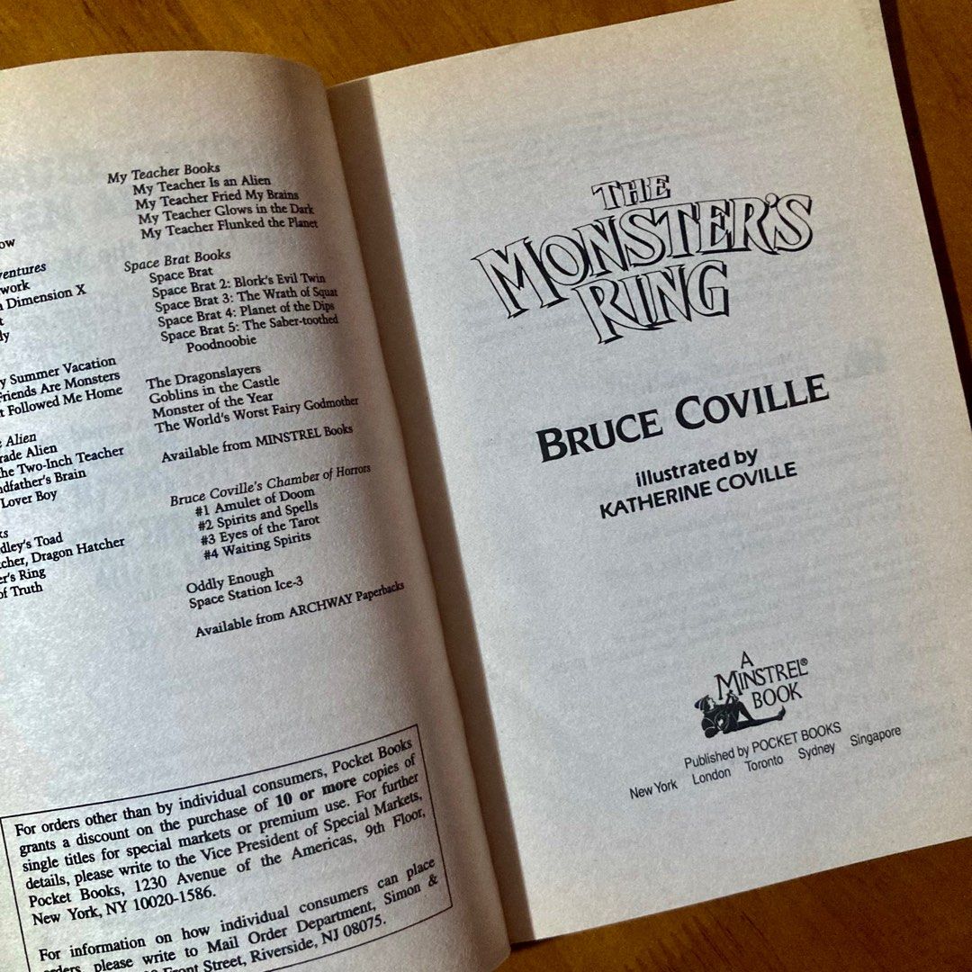 The Monster’s Ring by Bruce Coville, Illustrated by Katherine Coville ...