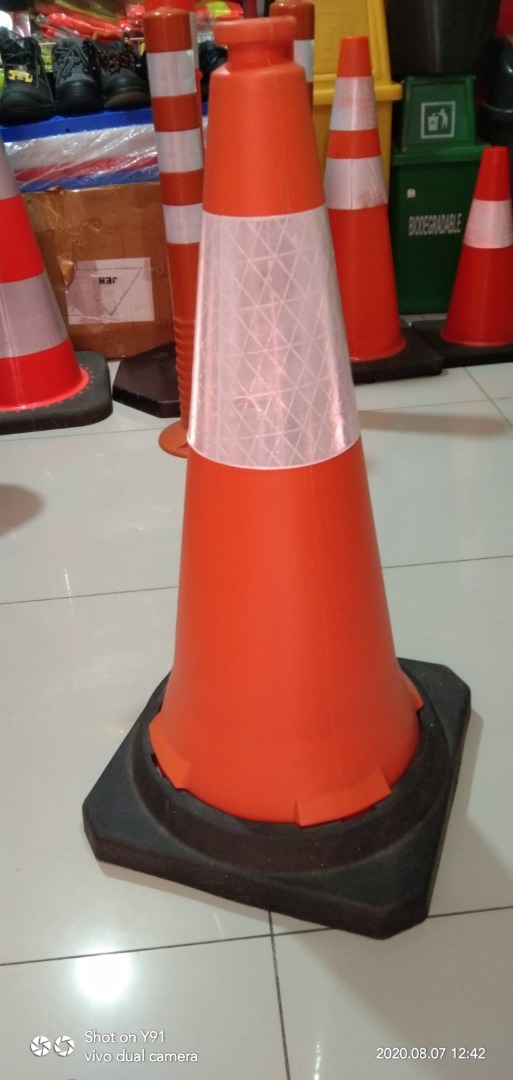 TRAFFIC CONE Pvc Plastic Body Black Rubber Base, Commercial ...
