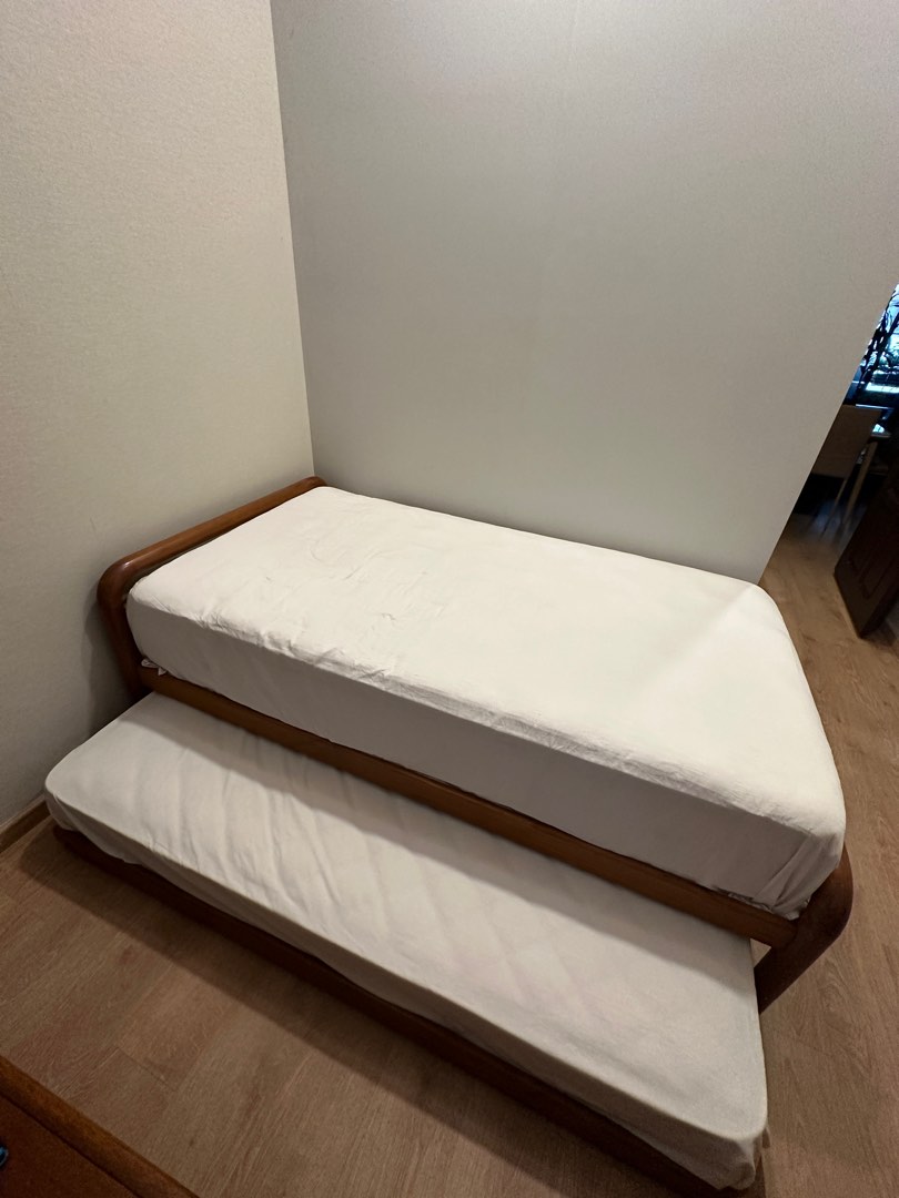 Used Scanteak Super Single Bed Frame & Pull-Out Bed Frame, Furniture ...