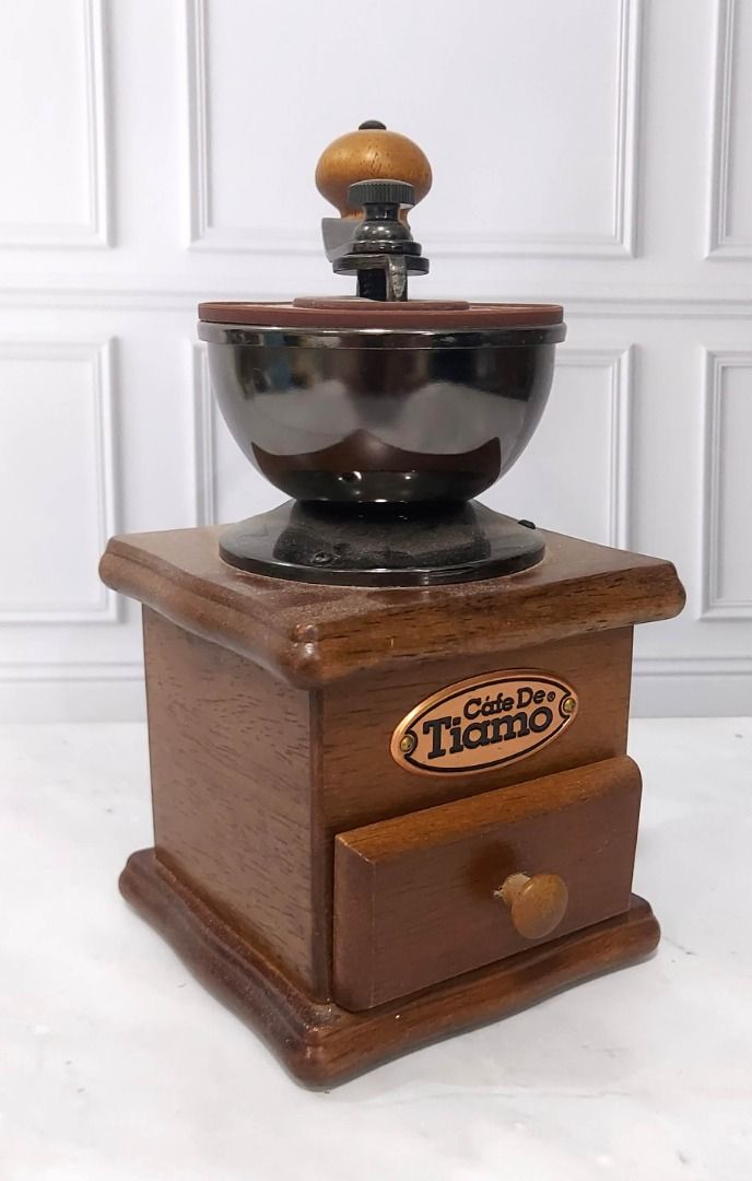 Vintage Manual Wooden Coffee Grinder Cafe De Tiamo Grinder Kopi Retro