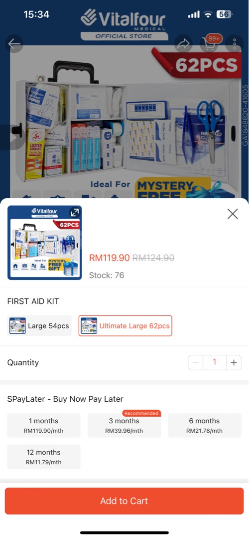 Vitalfour first aid kit ultimate box RM100 include postage, Health ...