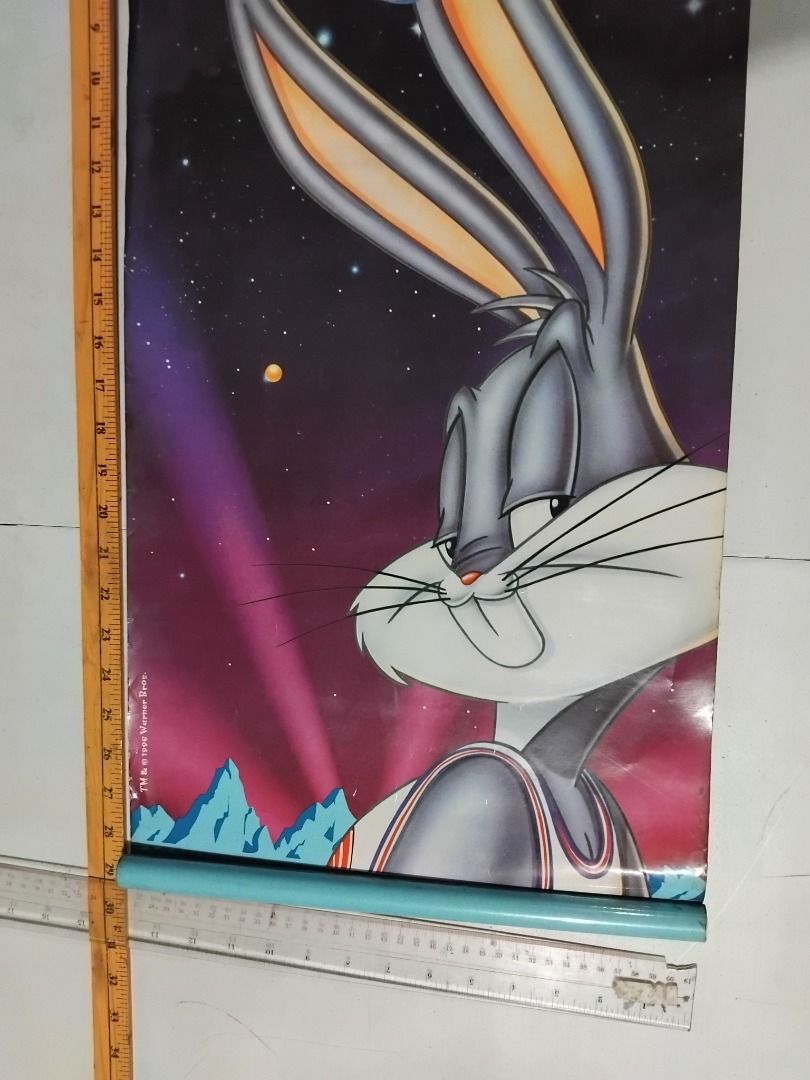 1997 Warner Brothers Space Jam Scroll Hanging Poster - Bugs Bunny and ...